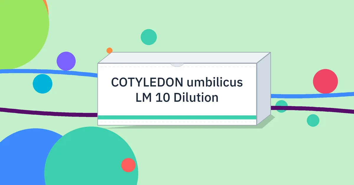 Symbolbild: Packung mit der Aufschrift COTYLEDON umbilicus LM 10 Dilution (PZN 13455802) – Verfügbarkeit und Bezug in Apotheken in Frankfurt am Main