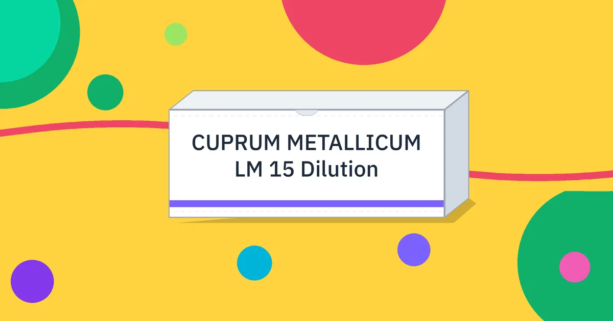 Symbolbild: Packung mit der Aufschrift CUPRUM METALLICUM LM 15 Dilution (PZN 12838180) – Verfügbarkeit und Bezug in Apotheken in Frankfurt am Main