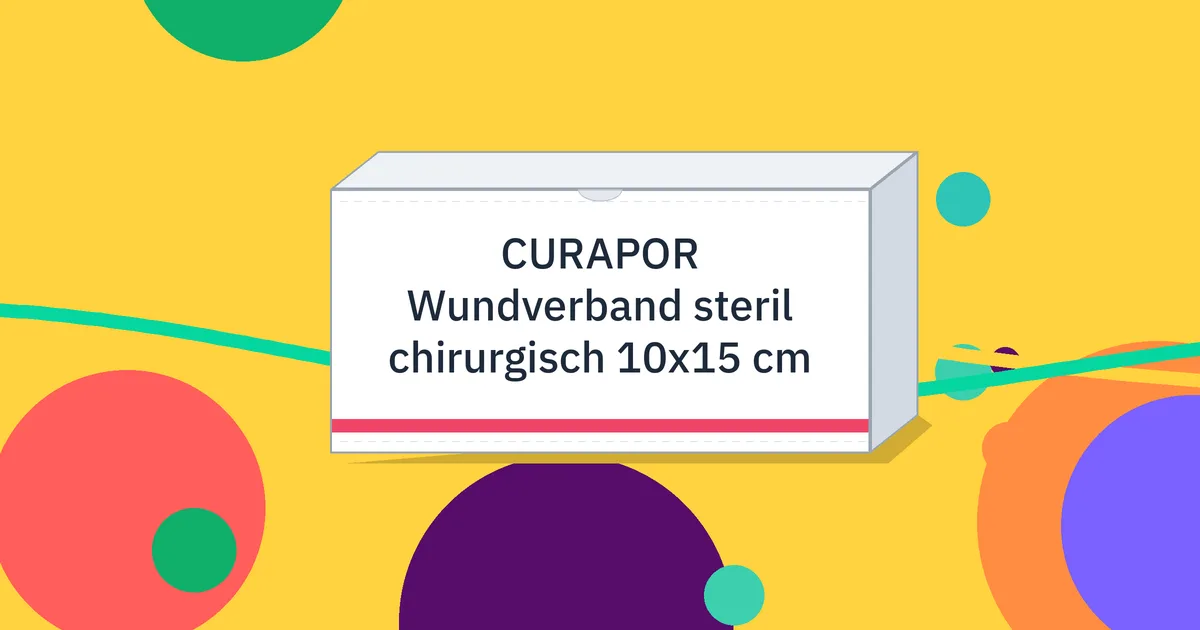 Symbolbild: Packung mit der Aufschrift CURAPOR Wundverband steril chirurgisch 10x15 cm (PZN 20228679) – Verfügbarkeit und Bezug in Apotheken in Frankfurt am Main