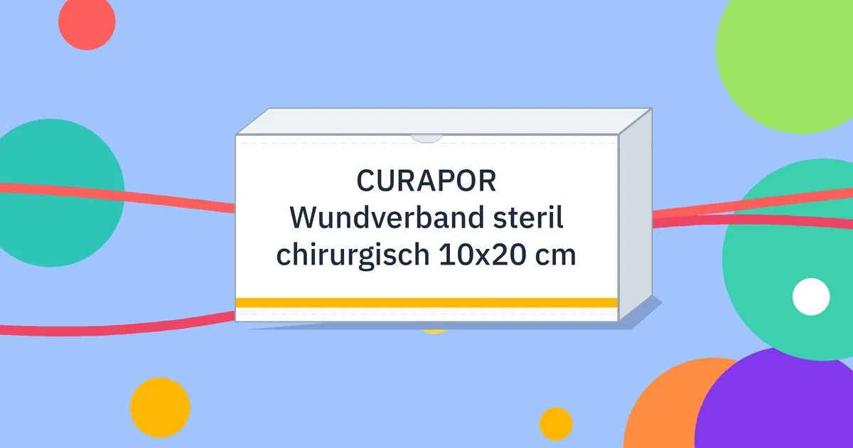 Symbolbild: Packung mit der Aufschrift CURAPOR Wundverband steril chirurgisch 10x20 cm (PZN 19881210) – Verfügbarkeit und Bezug in Apotheken in Frankfurt am Main