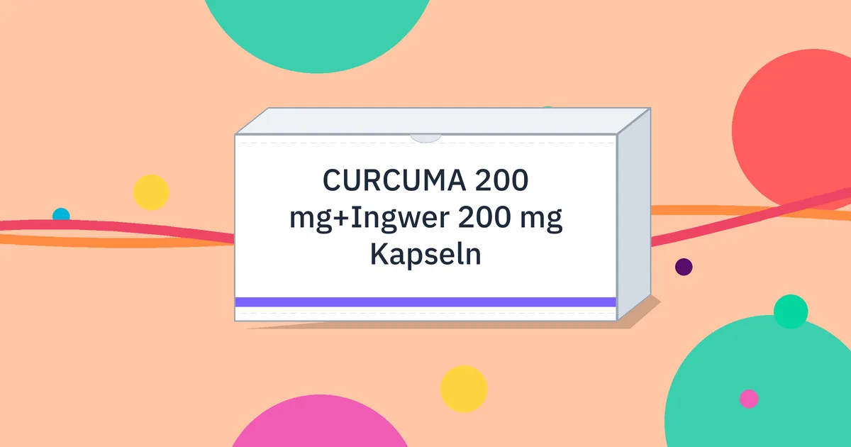 Symbolbild: Packung mit der Aufschrift CURCUMA 200 mg+Ingwer 200 mg Kapseln (PZN 10008132) – Verfügbarkeit und Bezug in Apotheken in Frankfurt am Main