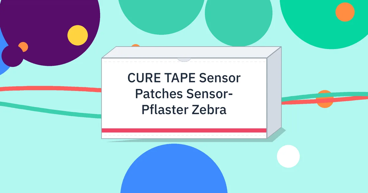 Symbolbild: Packung mit der Aufschrift CURE TAPE Sensor Patches Sensor-Pflaster Zebra (PZN 18885482) – Verfügbarkeit und Bezug in Apotheken in Frankfurt am Main