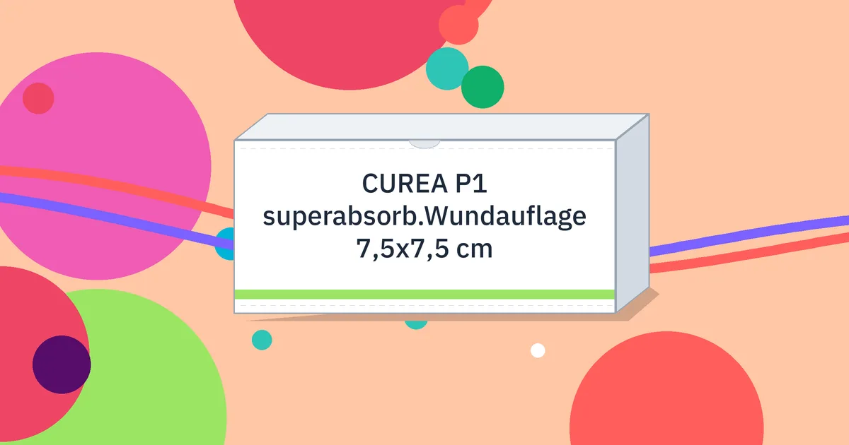 Symbolbild: Packung mit der Aufschrift CUREA P1 superabsorb.Wundauflage 7,5x7,5 cm (PZN 16005703) – Verfügbarkeit und Bezug in Apotheken in Frankfurt am Main