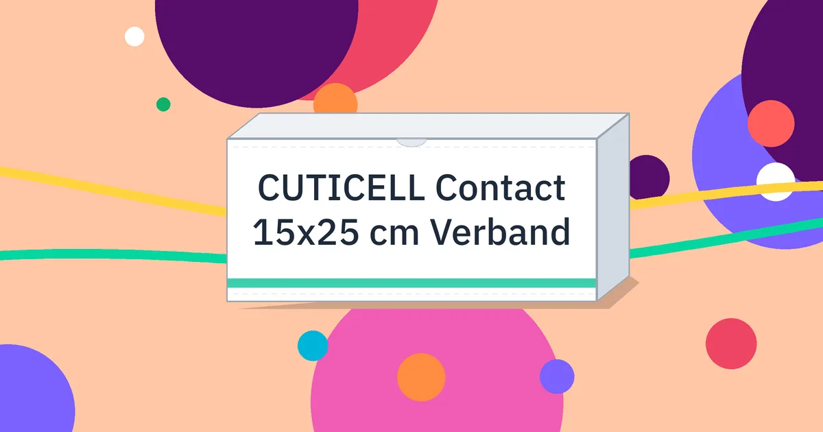 Symbolbild: Packung mit der Aufschrift CUTICELL Contact 15x25 cm Verband (PZN 14324255) – Verfügbarkeit und Bezug in Apotheken in Frankfurt am Main