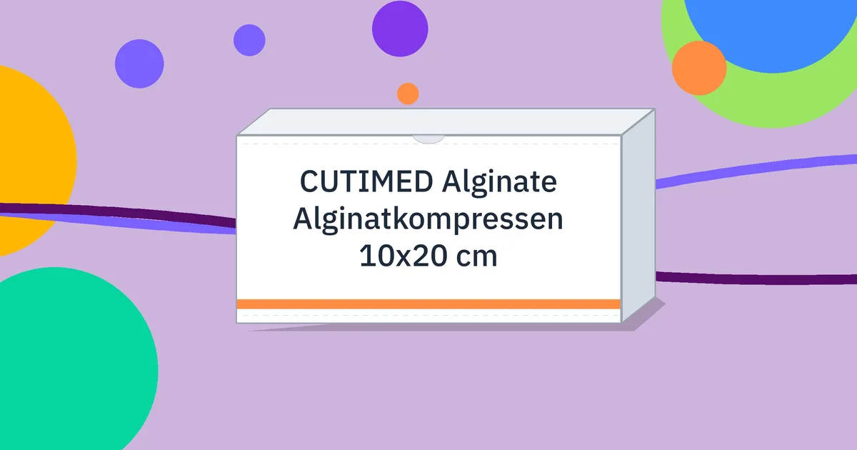 Symbolbild: Packung mit der Aufschrift CUTIMED Alginate Alginatkompressen 10x20 cm (PZN 12654876) – Verfügbarkeit und Bezug in Apotheken in Frankfurt am Main