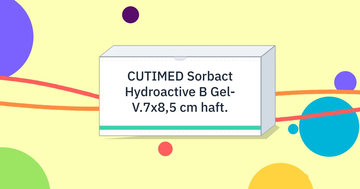Symbolbild: Packung mit der Aufschrift CUTIMED Sorbact Hydroactive B Gel-V.7x8,5 cm haft. (PZN 07352452) – Verfügbarkeit und Bezug in Apotheken in Frankfurt am Main
