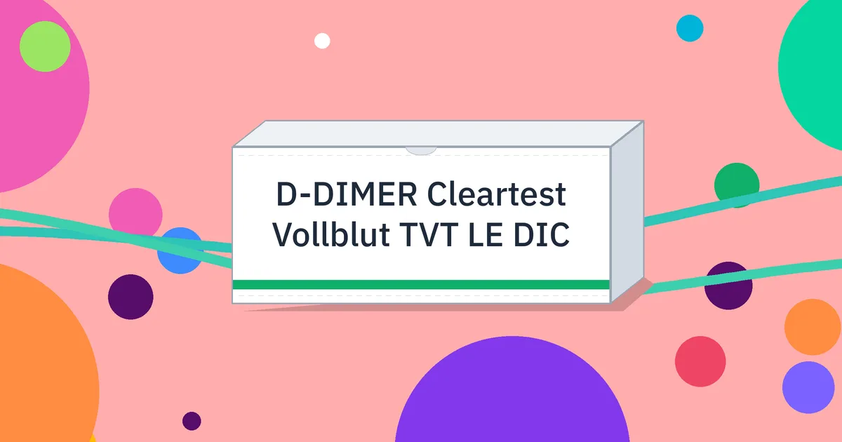 Symbolbild: Packung mit der Aufschrift D-DIMER Cleartest Vollblut TVT LE DIC (PZN 11895402) – Verfügbarkeit und Bezug in Apotheken in Frankfurt am Main