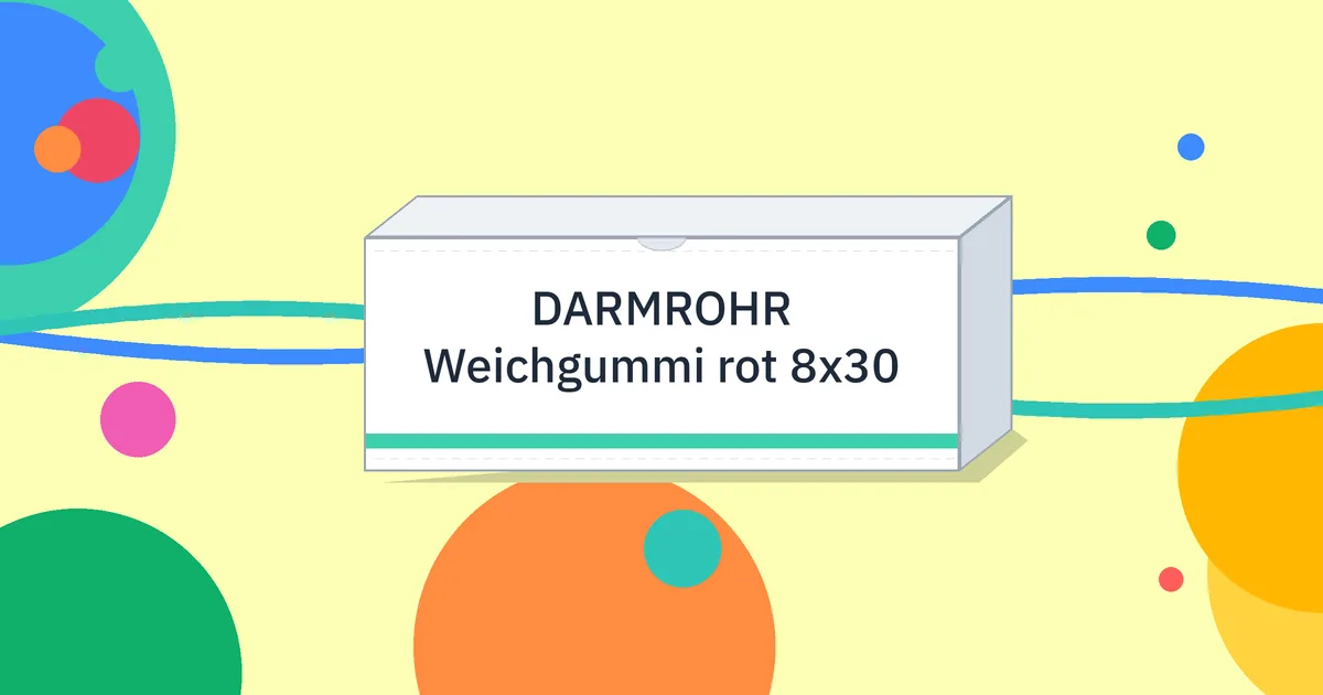 Symbolbild: Packung mit der Aufschrift DARMROHR Weichgummi rot 8x30 (PZN 01726087) – Verfügbarkeit und Bezug in Apotheken in Frankfurt am Main