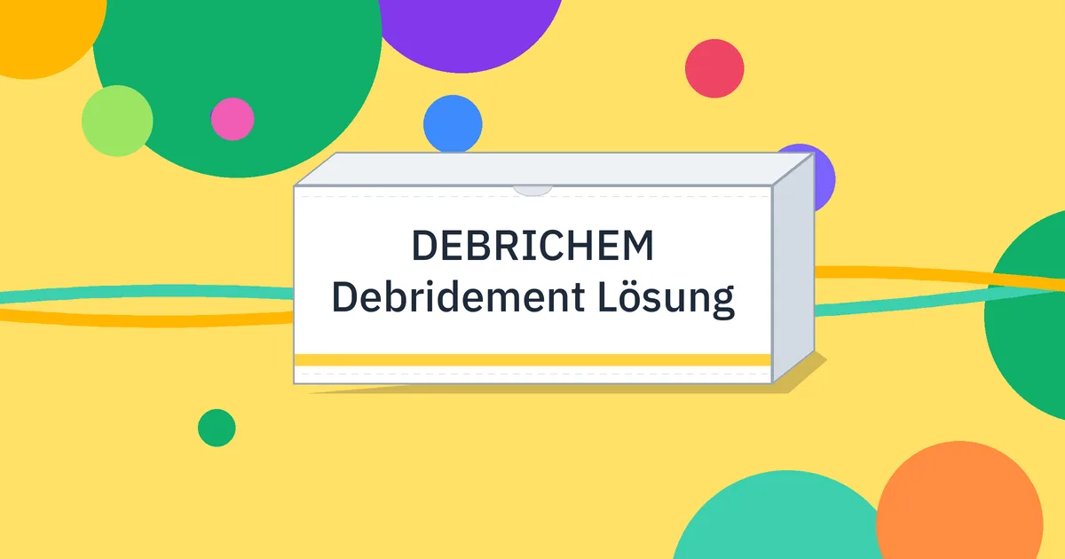 Symbolbild: Packung mit der Aufschrift DEBRICHEM Debridement Lösung (PZN 19998455) – Verfügbarkeit und Bezug in Apotheken in Frankfurt am Main
