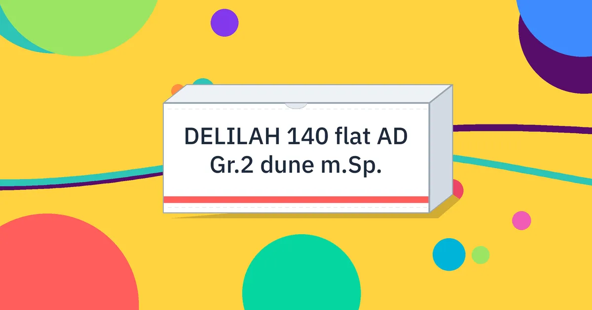Symbolbild: Packung mit der Aufschrift DELILAH 140 flat AD Gr.2 dune m.Sp. (PZN 14246934) – Verfügbarkeit und Bezug in Apotheken in Frankfurt am Main