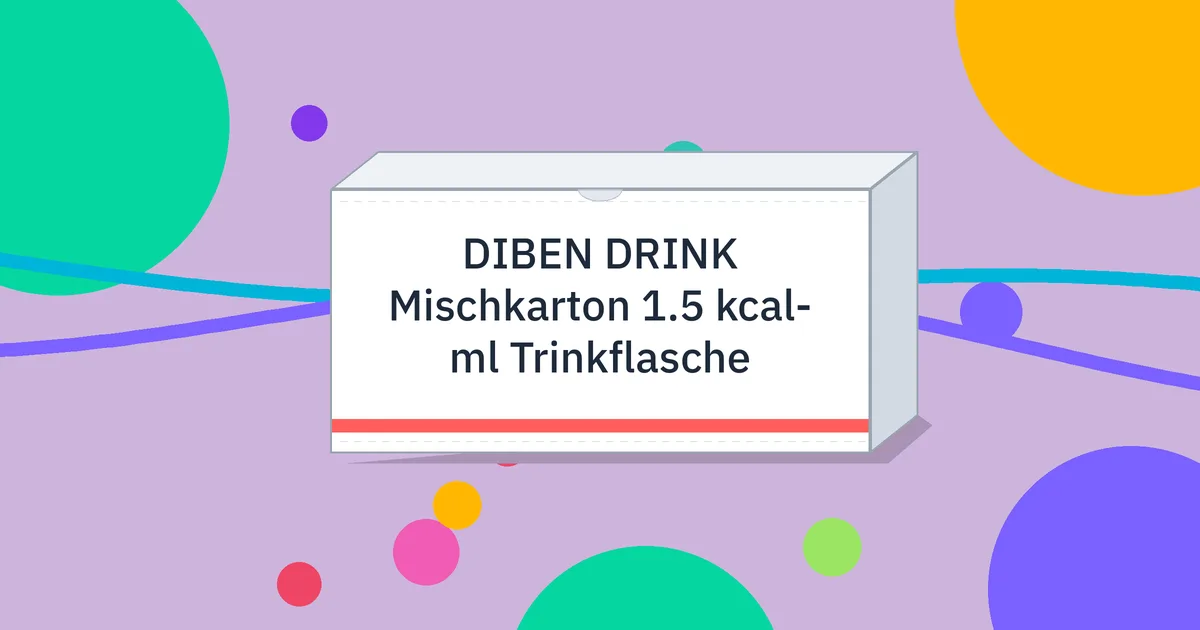 Symbolbild: Packung mit der Aufschrift DIBEN DRINK Mischkarton 1.5 kcal-ml Trinkflasche (PZN 17598869) – Verfügbarkeit und Bezug in Apotheken in Frankfurt am Main