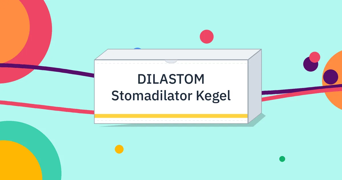Symbolbild: Packung mit der Aufschrift DILASTOM Stomadilator Kegel (PZN 03361282) – Verfügbarkeit und Bezug in Apotheken in Frankfurt am Main