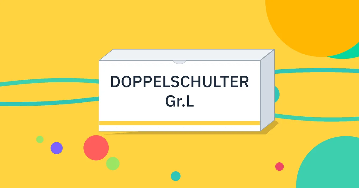 Symbolbild: Packung mit der Aufschrift DOPPELSCHULTER Gr.L (PZN 10546881) – Verfügbarkeit und Bezug in Apotheken in Frankfurt am Main