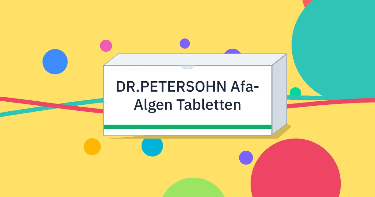 Symbolbild: Packung mit der Aufschrift DR.PETERSOHN Afa-Algen Tabletten (PZN 20302594) – Verfügbarkeit und Bezug in Apotheken in Frankfurt am Main