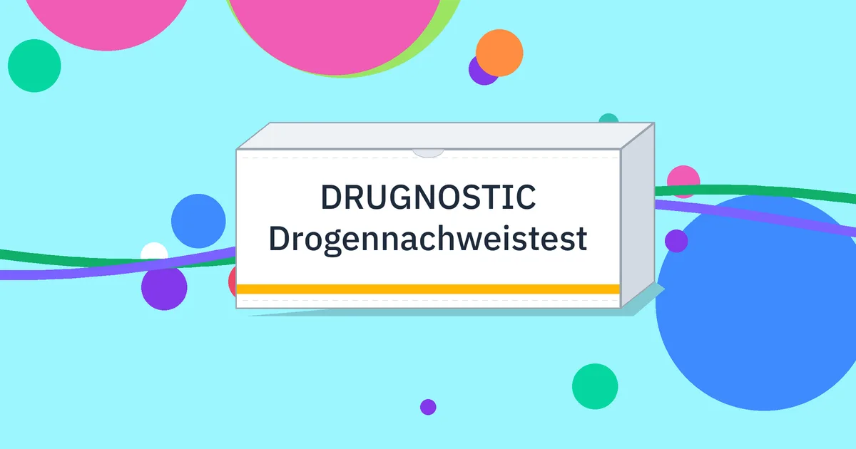 Symbolbild: Packung mit der Aufschrift DRUGNOSTIC Drogennachweistest (PZN 09777753) – Verfügbarkeit und Bezug in Apotheken in Frankfurt am Main