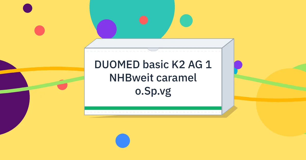Symbolbild: Packung mit der Aufschrift DUOMED basic K2 AG 1 NHBweit caramel o.Sp.vg (PZN 20908960) – Verfügbarkeit und Bezug in Apotheken in Frankfurt am Main