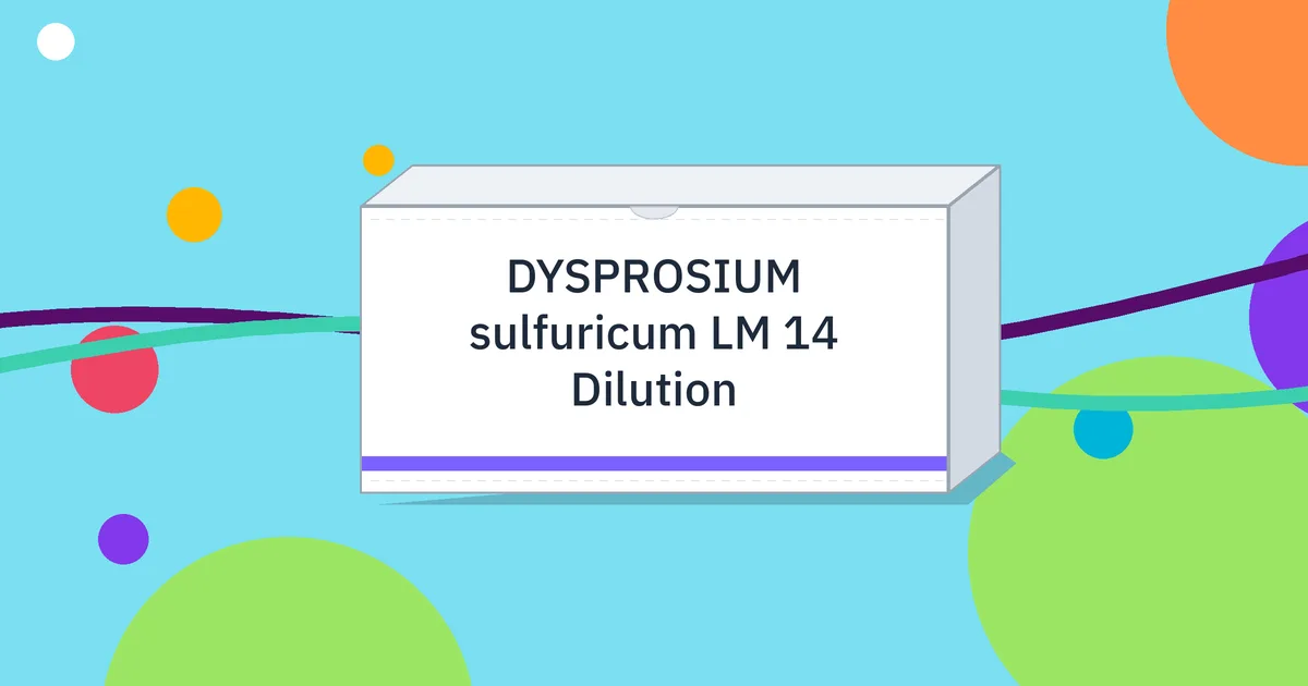 Symbolbild: Packung mit der Aufschrift DYSPROSIUM sulfuricum LM 14 Dilution (PZN 13467969) – Verfügbarkeit und Bezug in Apotheken in Frankfurt am Main