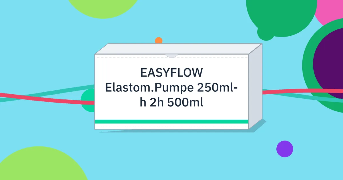 Symbolbild: Packung mit der Aufschrift EASYFLOW Elastom.Pumpe 250ml-h 2h 500ml (PZN 19789214) – Verfügbarkeit und Bezug in Apotheken in Frankfurt am Main