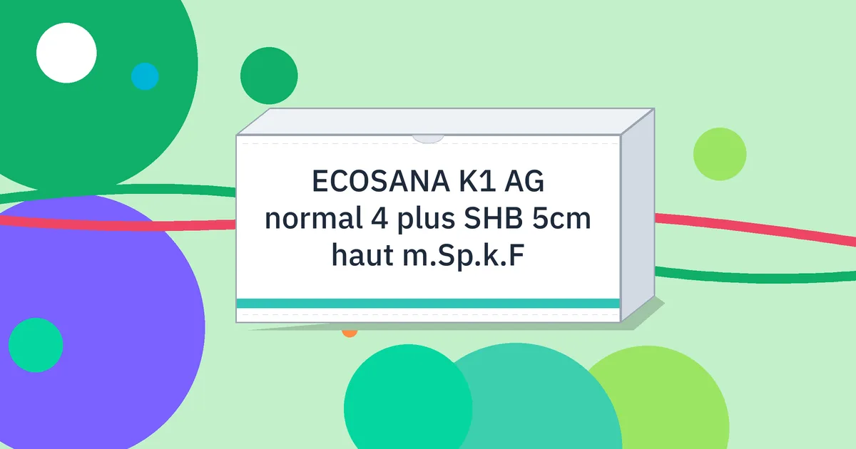 Symbolbild: Packung mit der Aufschrift ECOSANA K1 AG normal 4 plus SHB 5cm haut m.Sp.k.F (PZN 04728649) – Verfügbarkeit und Bezug in Apotheken in Frankfurt am Main
