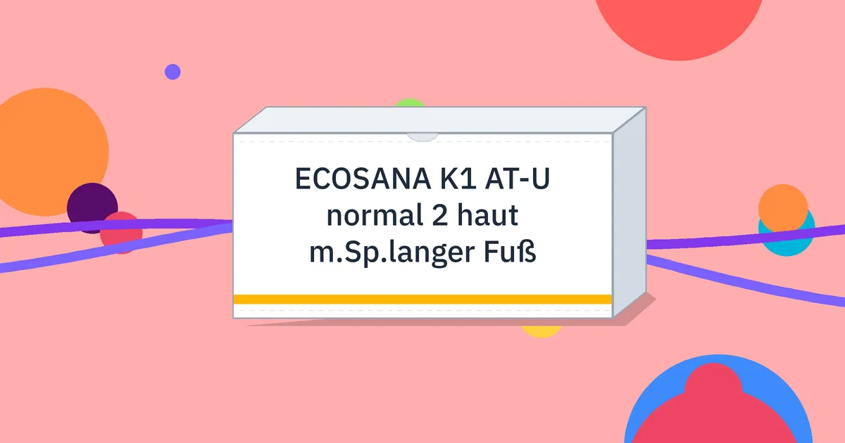 Symbolbild: Packung mit der Aufschrift ECOSANA K1 AT-U normal 2 haut m.Sp.langer Fuß (PZN 04733455) – Verfügbarkeit und Bezug in Apotheken in Frankfurt am Main