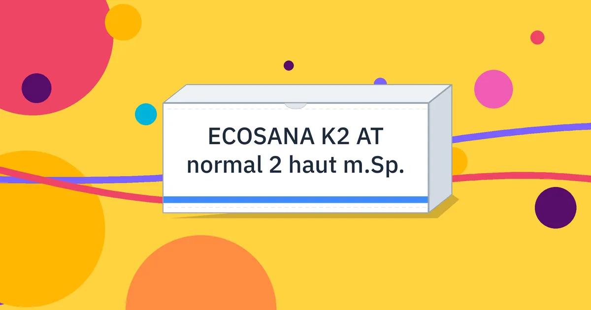 Symbolbild: Packung mit der Aufschrift ECOSANA K2 AT normal 2 haut m.Sp. (PZN 01552345) – Verfügbarkeit und Bezug in Apotheken in Frankfurt am Main
