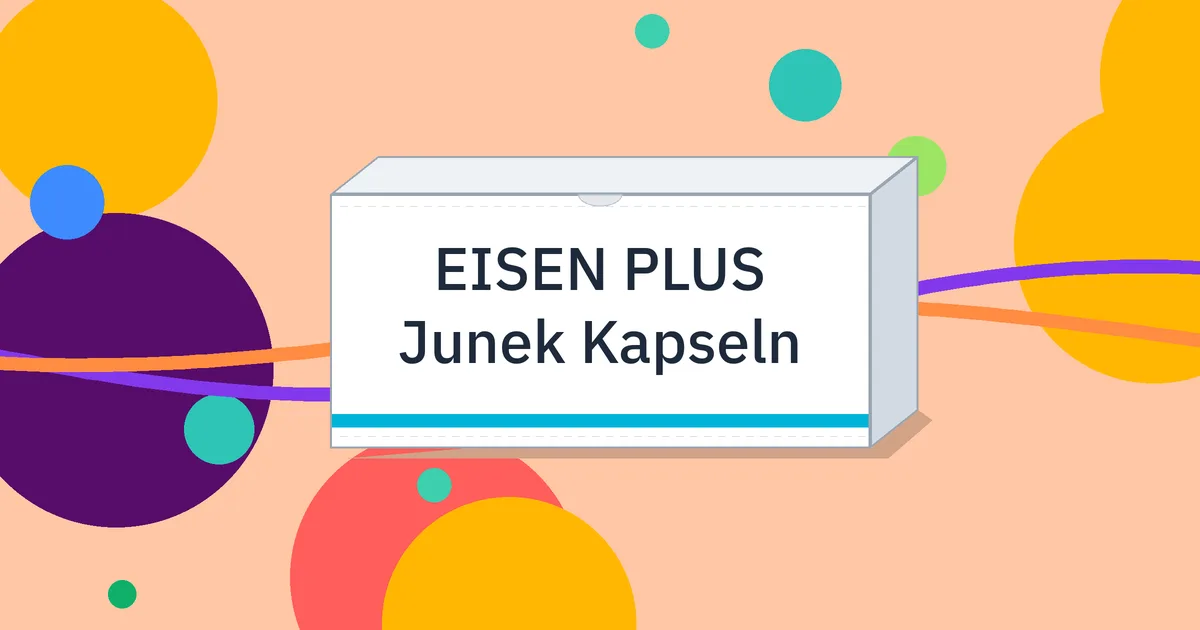 Symbolbild: Packung mit der Aufschrift EISEN PLUS Junek Kapseln (PZN 16935158) – Verfügbarkeit und Bezug in Apotheken in Frankfurt am Main