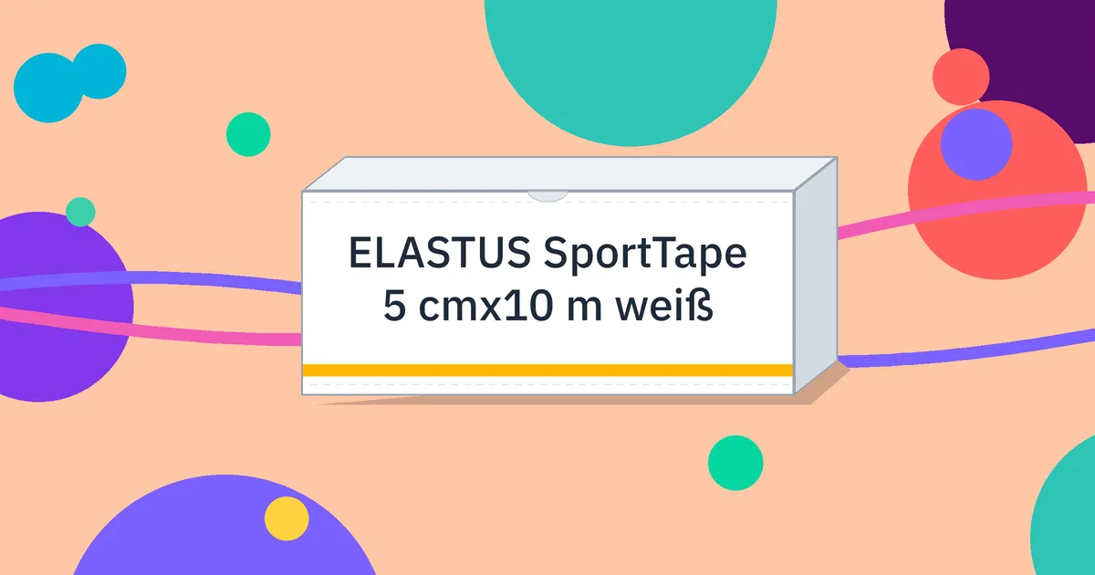 Symbolbild: Packung mit der Aufschrift ELASTUS SportTape 5 cmx10 m weiß (PZN 12868531) – Verfügbarkeit und Bezug in Apotheken in Frankfurt am Main