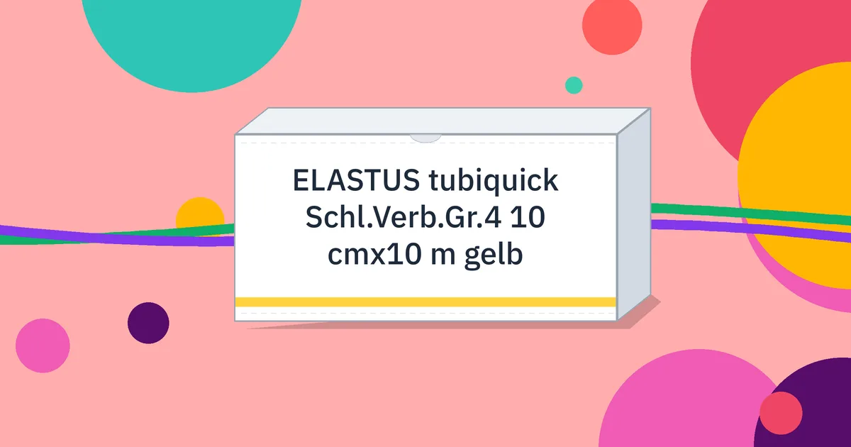 Symbolbild: Packung mit der Aufschrift ELASTUS tubiquick Schl.Verb.Gr.4 10 cmx10 m gelb (PZN 17863403) – Verfügbarkeit und Bezug in Apotheken in Frankfurt am Main