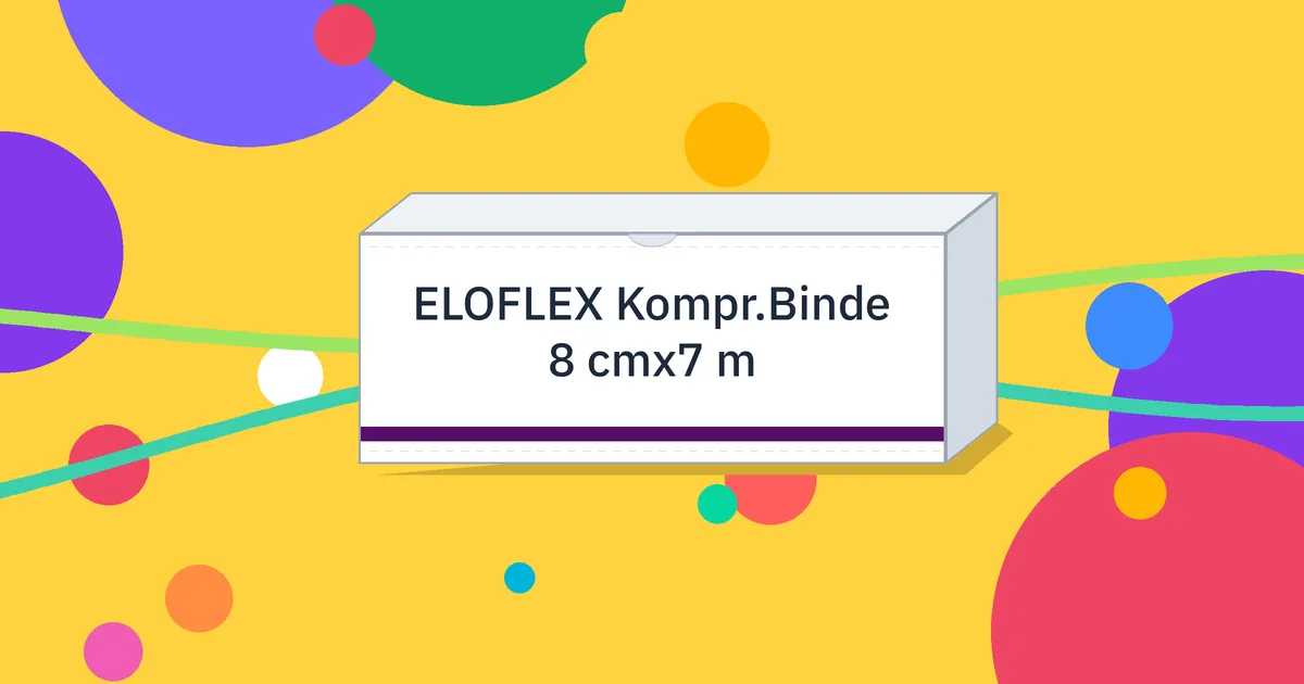 Symbolbild: Packung mit der Aufschrift ELOFLEX Kompr.Binde 8 cmx7 m (PZN 04692006) – Verfügbarkeit und Bezug in Apotheken in Frankfurt am Main
