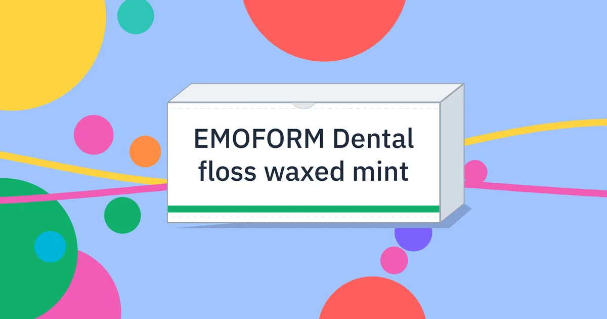 Symbolbild: Packung mit der Aufschrift EMOFORM Dental floss waxed mint (PZN 09949763) – Verfügbarkeit und Bezug in Apotheken in Frankfurt am Main