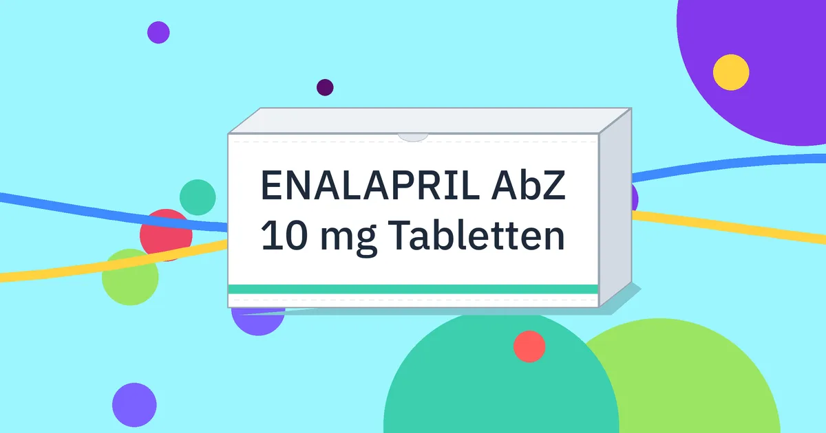 Symbolbild: Packung mit der Aufschrift ENALAPRIL AbZ 10 mg Tabletten (PZN 02058587) – Verfügbarkeit und Bezug in Apotheken in Frankfurt am Main