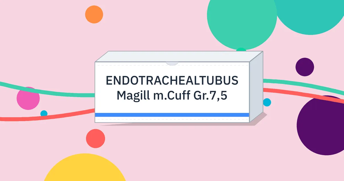 Symbolbild: Packung mit der Aufschrift ENDOTRACHEALTUBUS Magill m.Cuff Gr.7,5 (PZN 02860020) – Verfügbarkeit und Bezug in Apotheken in Frankfurt am Main
