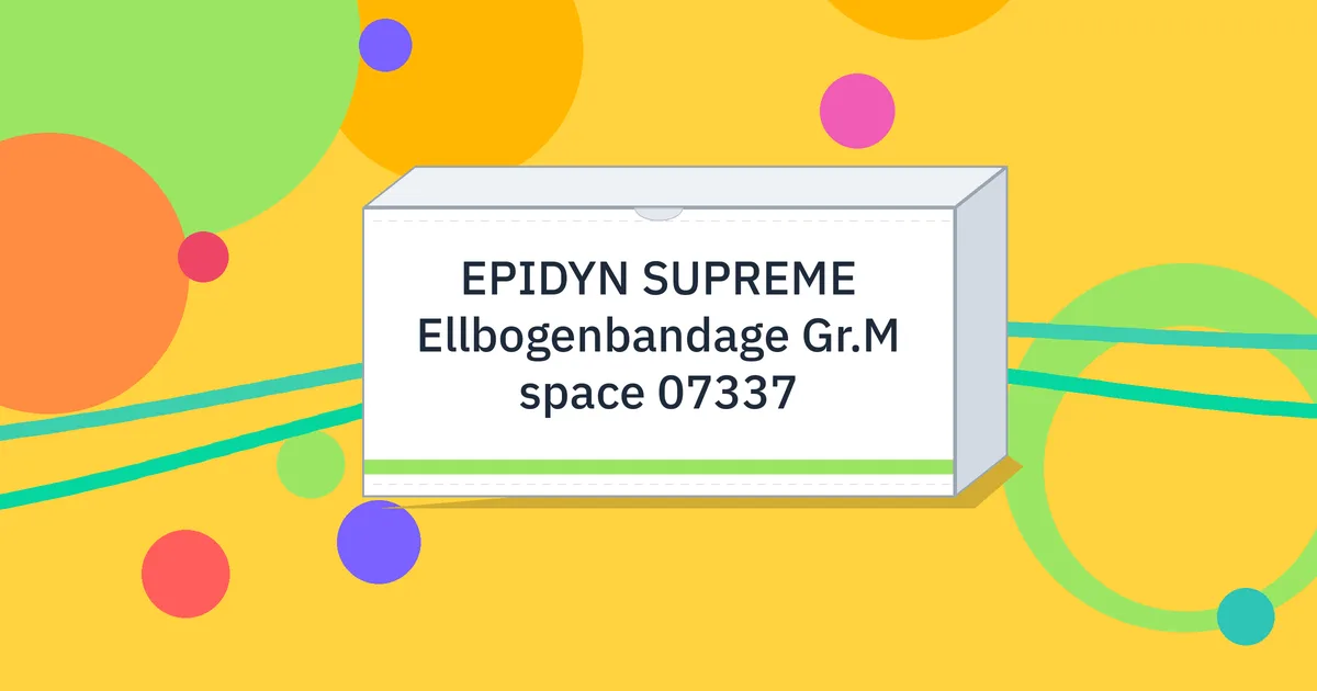 Symbolbild: Packung mit der Aufschrift EPIDYN SUPREME Ellbogenbandage Gr.M space 07337 (PZN 20095882) – Verfügbarkeit und Bezug in Apotheken in Frankfurt am Main
