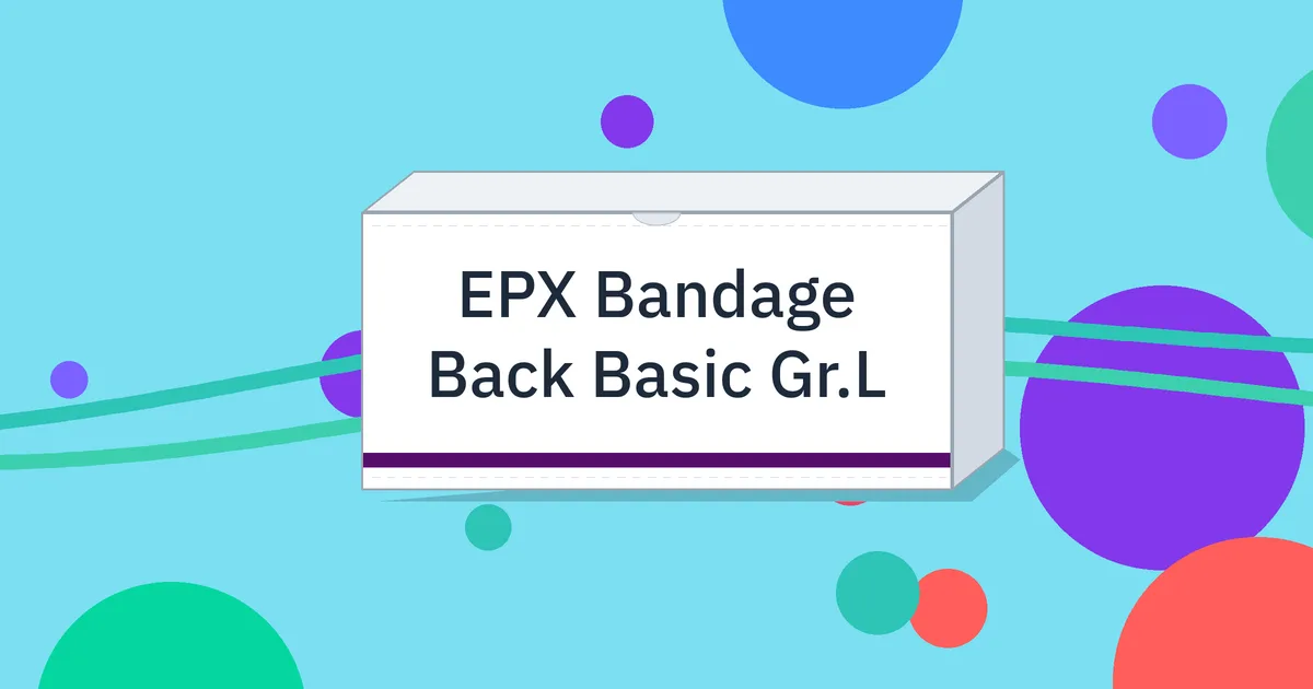 Symbolbild: Packung mit der Aufschrift EPX Bandage Back Basic Gr.L (PZN 07640501) – Verfügbarkeit und Bezug in Apotheken in Frankfurt am Main