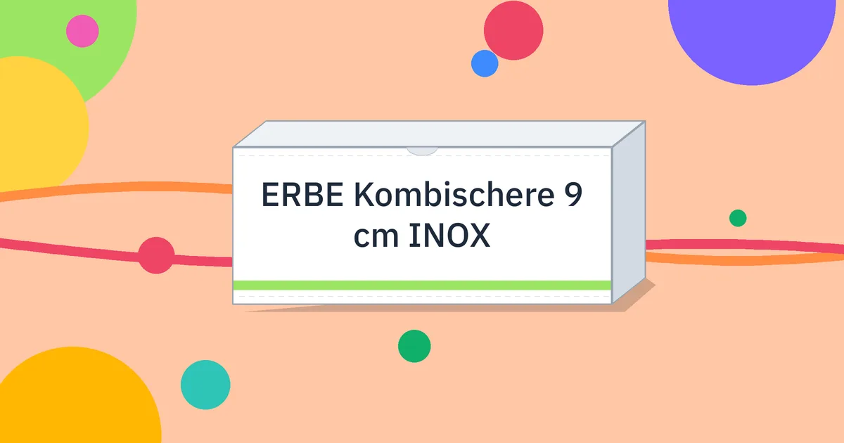 Symbolbild: Packung mit der Aufschrift ERBE Kombischere 9 cm INOX (PZN 15733547) – Verfügbarkeit und Bezug in Apotheken in Frankfurt am Main