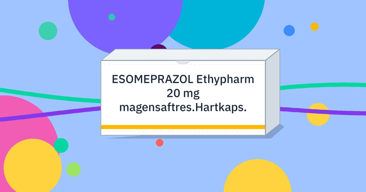 Symbolbild: Packung mit der Aufschrift ESOMEPRAZOL Ethypharm 20 mg magensaftres.Hartkaps. (PZN 11521133) – Verfügbarkeit und Bezug in Apotheken in Frankfurt am Main