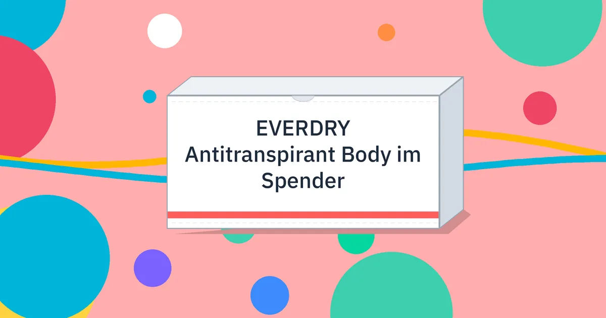 Symbolbild: Packung mit der Aufschrift EVERDRY Antitranspirant Body im Spender (PZN 13820319) – Verfügbarkeit und Bezug in Apotheken in Frankfurt am Main
