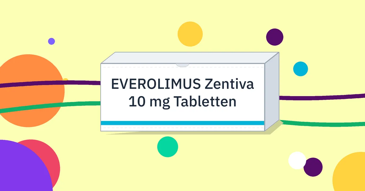 Symbolbild: Packung mit der Aufschrift EVEROLIMUS Zentiva 10 mg Tabletten (PZN 14212651) – Verfügbarkeit und Bezug in Apotheken in Frankfurt am Main