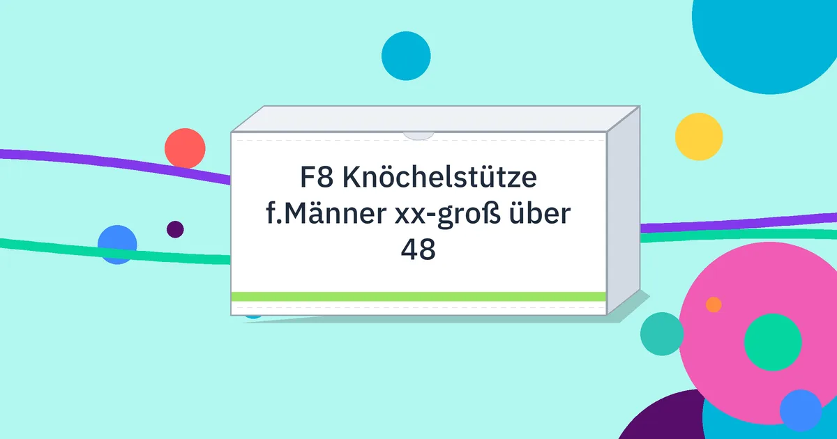 Symbolbild: Packung mit der Aufschrift F8 Knöchelstütze f.Männer xx-groß über 48 (PZN 04496274) – Verfügbarkeit und Bezug in Apotheken in Frankfurt am Main