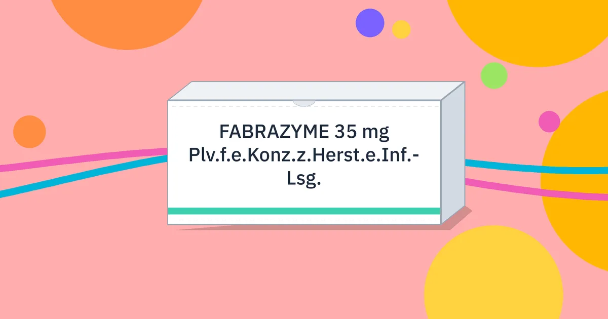 Symbolbild: Packung mit der Aufschrift FABRAZYME 35 mg Plv.f.e.Konz.z.Herst.e.Inf.-Lsg. (PZN 19073409) – Verfügbarkeit und Bezug in Apotheken in Frankfurt am Main