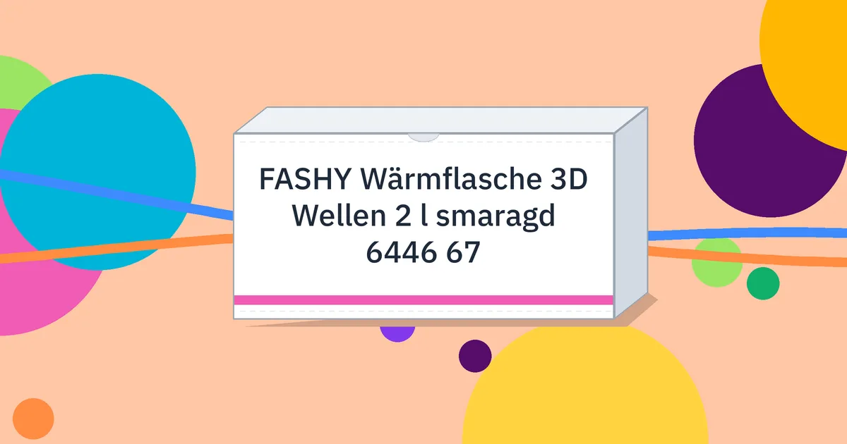 Symbolbild: Packung mit der Aufschrift FASHY Wärmflasche 3D Wellen 2 l smaragd 6446 67 (PZN 16579108) – Verfügbarkeit und Bezug in Apotheken in Frankfurt am Main