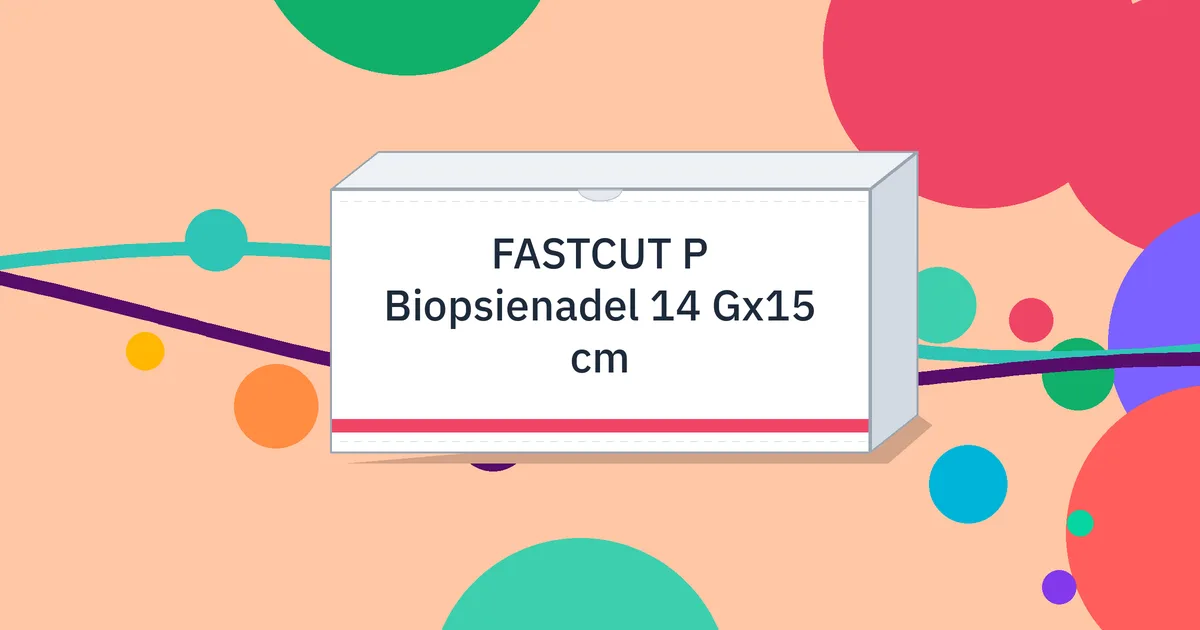 Symbolbild: Packung mit der Aufschrift FASTCUT P Biopsienadel 14 Gx15 cm (PZN 16923043) – Verfügbarkeit und Bezug in Apotheken in Frankfurt am Main