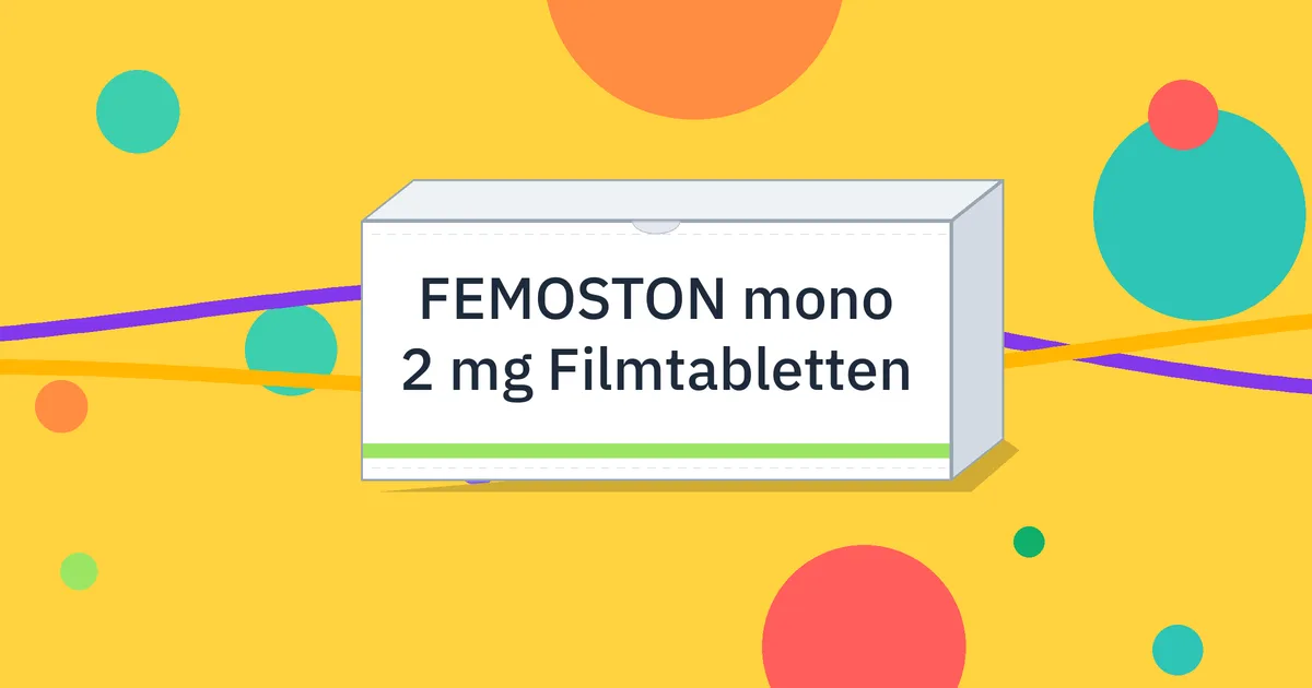 Symbolbild: Packung mit der Aufschrift FEMOSTON mono 2 mg Filmtabletten (PZN 00393442) – Verfügbarkeit und Bezug in Apotheken in Frankfurt am Main