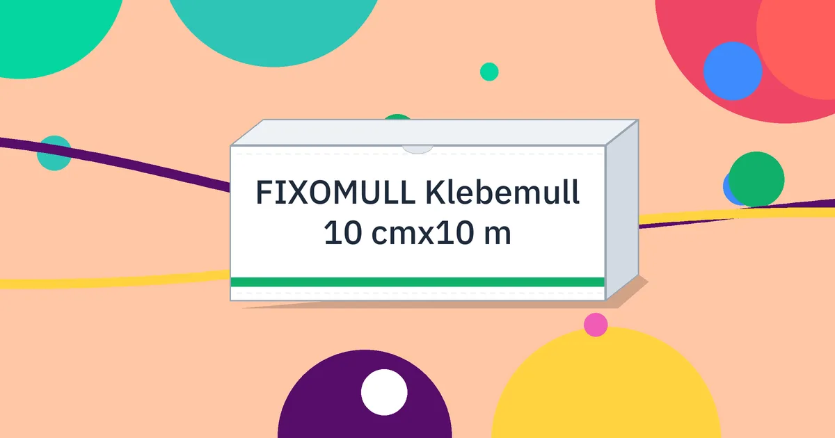 Symbolbild: Packung mit der Aufschrift FIXOMULL Klebemull 10 cmx10 m (PZN 18033980) – Verfügbarkeit und Bezug in Apotheken in Frankfurt am Main