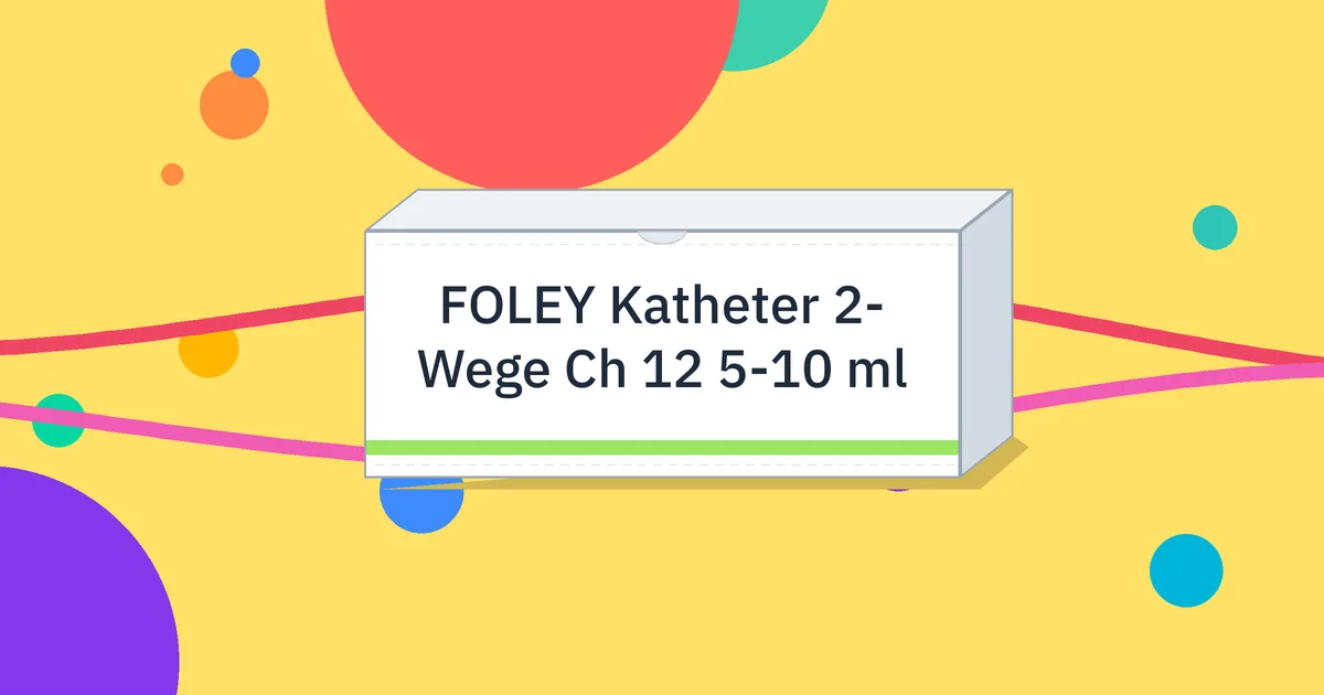 Symbolbild: Packung mit der Aufschrift FOLEY Katheter 2-Wege Ch 12 5-10 ml (PZN 04365773) – Verfügbarkeit und Bezug in Apotheken in Frankfurt am Main