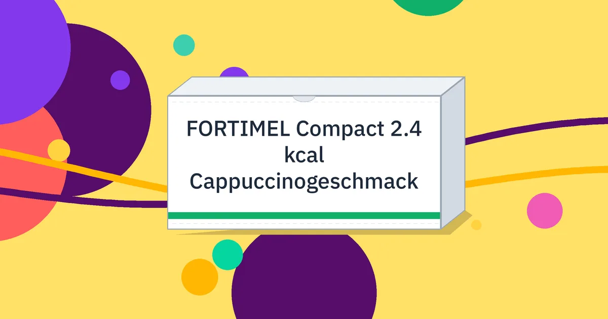 Symbolbild: Packung mit der Aufschrift FORTIMEL Compact 2.4 kcal Cappuccinogeschmack (PZN 19647187) – Verfügbarkeit und Bezug in Apotheken in Frankfurt am Main