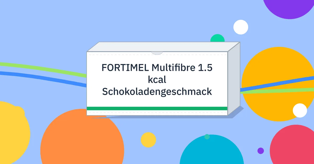 Symbolbild: Packung mit der Aufschrift FORTIMEL Multifibre 1.5 kcal Schokoladengeschmack (PZN 19442663) – Verfügbarkeit und Bezug in Apotheken in Frankfurt am Main