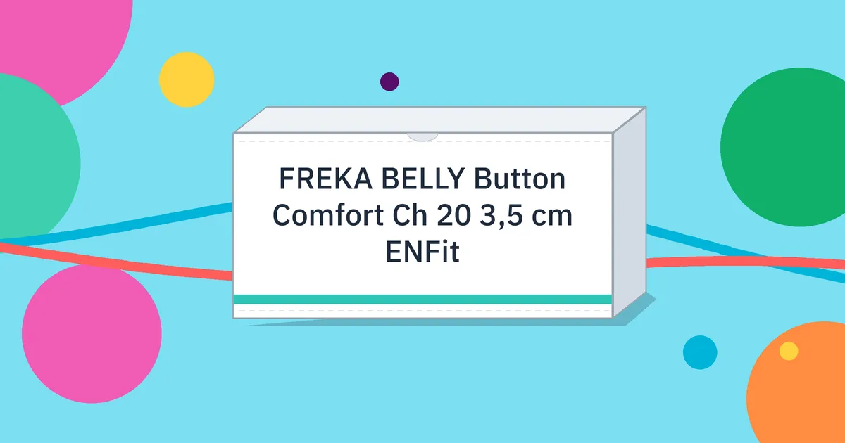 Symbolbild: Packung mit der Aufschrift FREKA BELLY Button Comfort Ch 20 3,5 cm ENFit (PZN 11486968) – Verfügbarkeit und Bezug in Apotheken in Frankfurt am Main