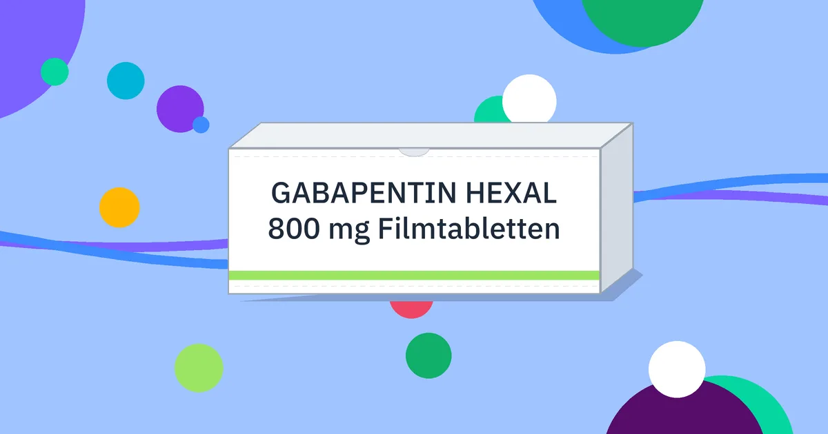 Symbolbild: Packung mit der Aufschrift GABAPENTIN HEXAL 800 mg Filmtabletten (PZN 00651476) – Verfügbarkeit und Bezug in Apotheken in Frankfurt am Main