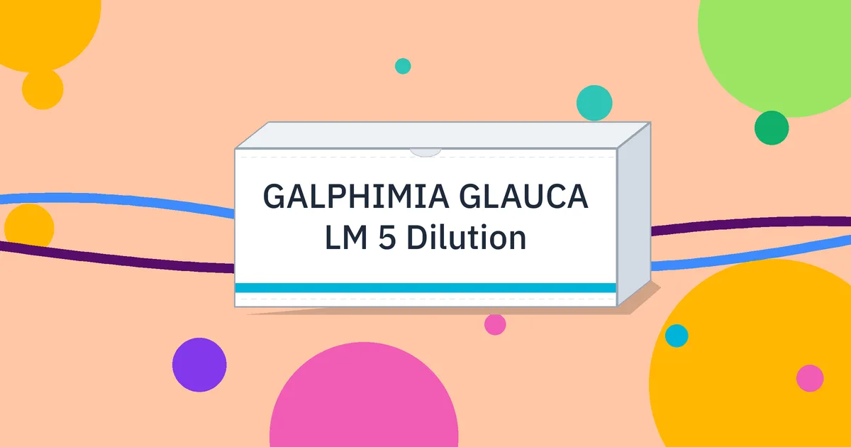 Symbolbild: Packung mit der Aufschrift GALPHIMIA GLAUCA LM 5 Dilution (PZN 12875241) – Verfügbarkeit und Bezug in Apotheken in Frankfurt am Main